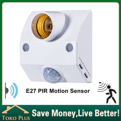 Jual Fitting Lampu Otomatis Sensor Gerak Delay Motion Light Holder E27 Adapter Infrared Sensor