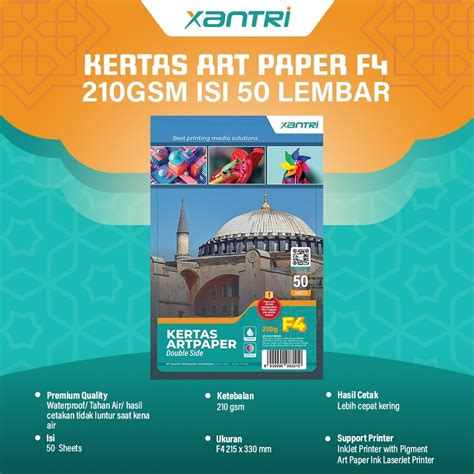 Jual Xantri Kertas Art Paper F4 210gsm Isi 50 Lembar Kertas Art Karton Cartoon Printer F4