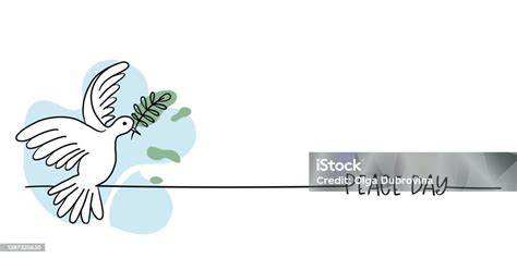 분기가 있는 플라잉 비둘기가 있는 템플릿입니다 푸른 하늘에 대한 평화의 비둘기 손으로 그린 선 스케치 새는 희망의 상징 폭력과