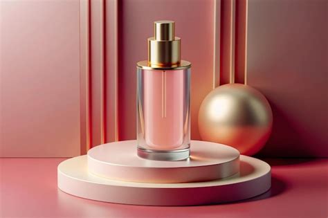Elegant Perfume Bottle On Pink Background Premium Ai Generated Image