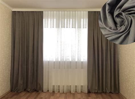 Комплект штор і тюлі Штори замш сірі 200 260 2шт Тюль льон білий 500 260 1шт купити онлайн