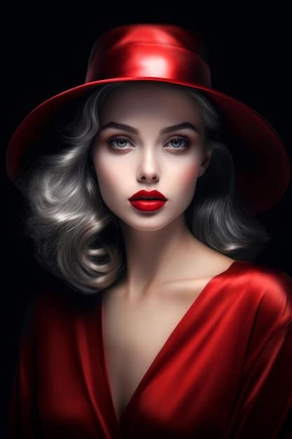 Premium Ai Image A Woman In A Red Hat