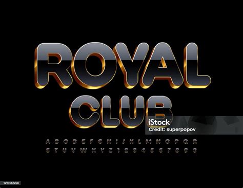 벡터 럭셔리 로고 로얄 클럽 블랙 과 골든 알파벳 문자 및 숫자 세트 상류 사회에 대한 스톡 벡터 아트 및 기타 이미지 상류