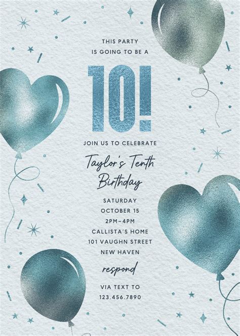 Iridescent Balloons Party Invitation Template Greetings Island