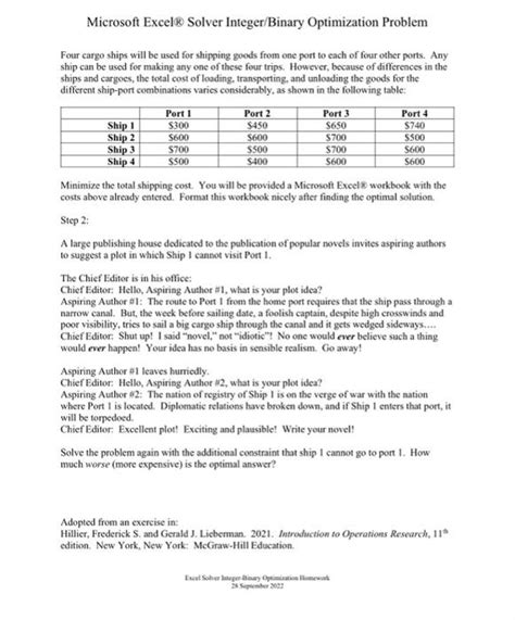 Solved Microsoft Excel Solver Integer Binary Optimization