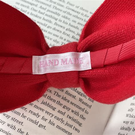 핸드메이드 니트 왕리본머리띠레드블랙