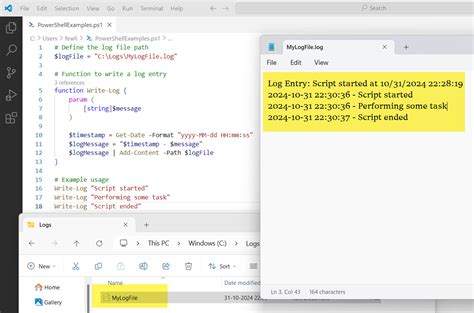 how to create a log file in powershell