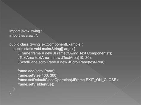 SWING USING JAVA WITH VARIOUS COMPONENTS PPTX