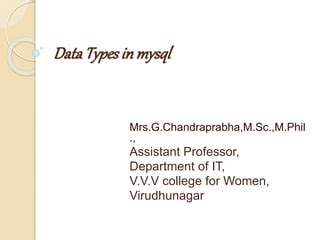 Mysql Datatypes PPTX Databases Computer Software And Applications