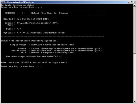 windows run robocopy bat to copy entire drive to another drive