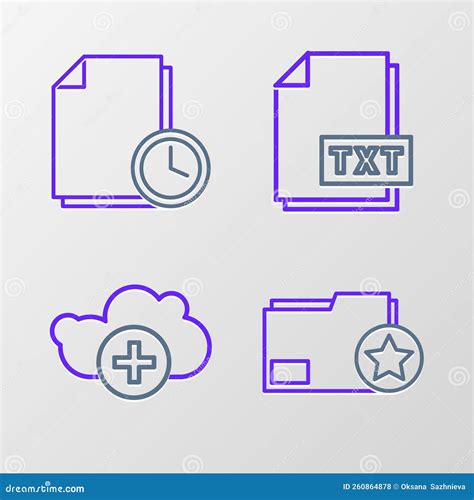 set line document folder with star add cloud txt file document and
