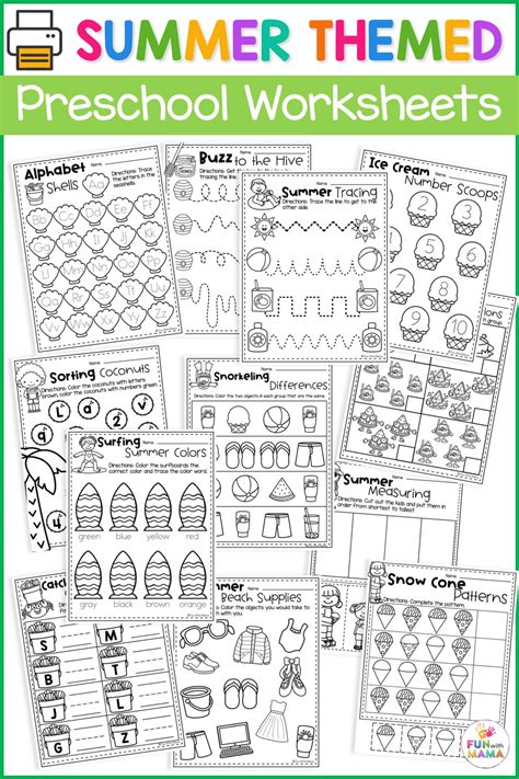 Printable Summer Worksheets Preschool