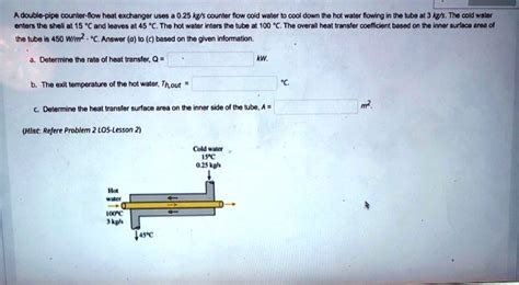SOLVED A Double Pipe Counter Flow Heat Exchanger Uses A Kg S Counterflow Cold Water To