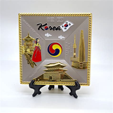 서울 사각 관광지 벽걸이 접시 전통 한국 기념품 외국인 선물 한국민예사