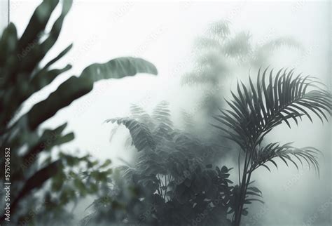 Plants Behind Frosted Glass Ai Generated Image Stock Illustration