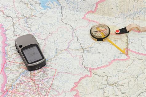 GPS And Compass On Map Stock Image Image Of Chart System 17524907
