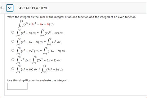 Solved 8 Larcalc11 4 5 079 Write The Integral As The Sum
