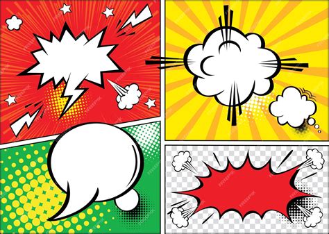 Premium Vector | Comic speech bubbles and comic strip Vector Retro Comic Book Speech Bubbles ...