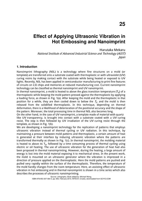 Pdf Effect Of Applying Ultrasonic Vibration In Hot Embossing And