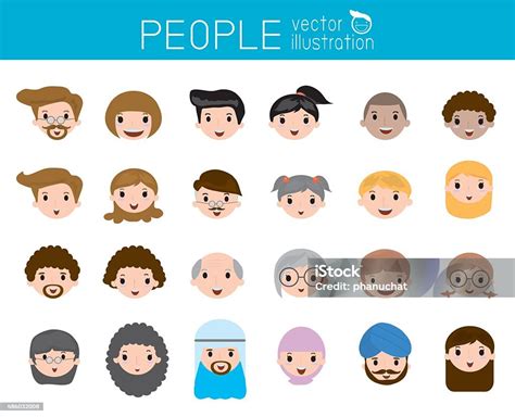ชุดของคนการ์ตูนหัว คนหัวไอคอน ภาพประกอบสต็อก ดาวน์โหลดรูปภาพตอนนี้ สัญรูปอารมณ์ ชายอาวุโส