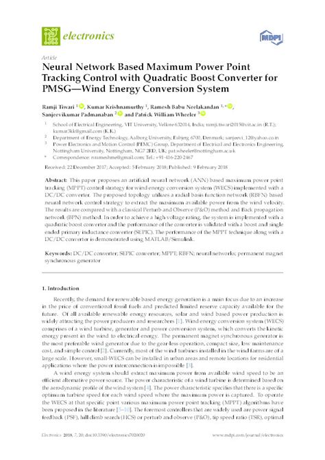 neural network based maximum power point tracking control with