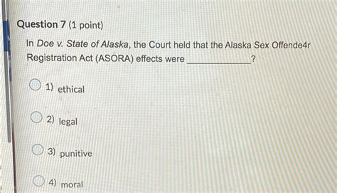 Solved Question 7 1 ﻿point In Doe V ﻿state Of Alaska The
