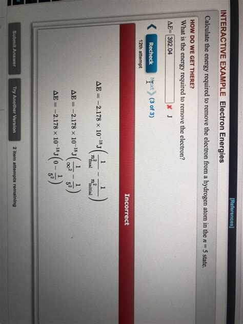 Solved References INTERACTIVE EXAMPLE Electron Energies Chegg