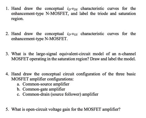 solved 1 hand draw the conceptual i v characteristics curves for the