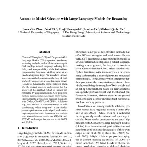 Automatic Model Selection With Large Language Models For Reasoning