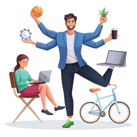 person doing multiple activities simultaneously for productivity