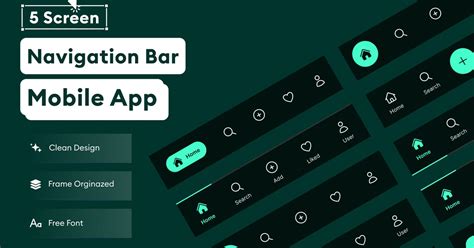 Navigation Bar Mobile App Dark Ux And Ui Kits Ft Navbar And Mobile