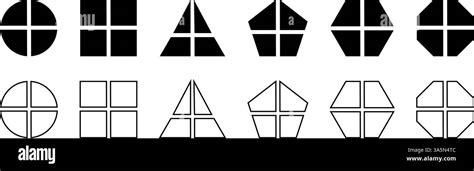 Geometric Shapes Divided Into 4 Slices Round Square And Triangle