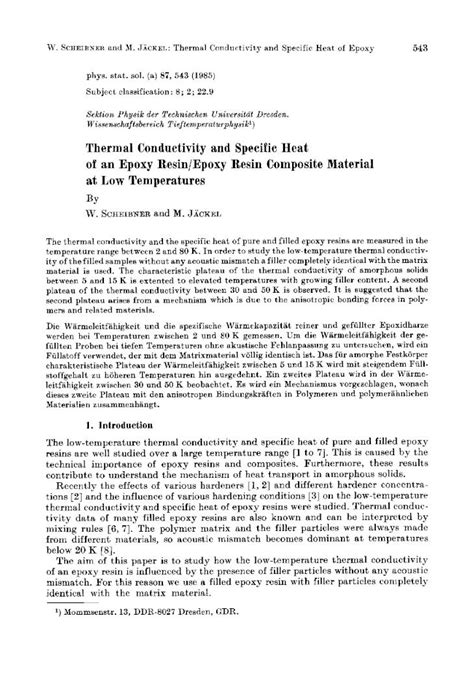 Pdf Thermal Conductivity And Specific Heat Of An Epoxy Resin Epoxy Resin Composite Material At