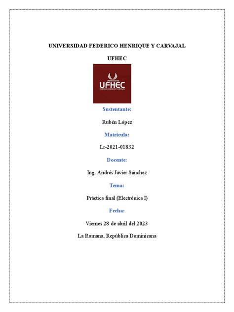 Practica Final Electronica I 1 Pdf Inteligencia Artificial