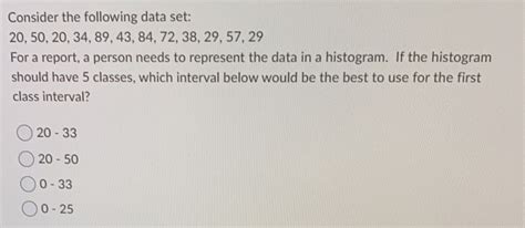 Solved Consider The Following Data Set 20 50 20 34 89 43 84 72