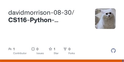 Github Davidmorrison 08 30cs116 Python Programming For Machine Learning