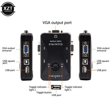 Port USB KVM Switch Vga SVGA Splitter Box Fo Grandado