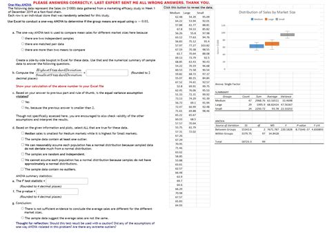 Solved One Way Anova Please Answers Correctly Last Expert