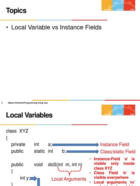Topics Local Variable Vs Instance Fields Pdf Class Computer