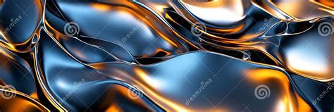 Abstract Liquid Metal Flow Fluid Metallic Reflective Dynamic Luxurious Symbolizes Movement ...