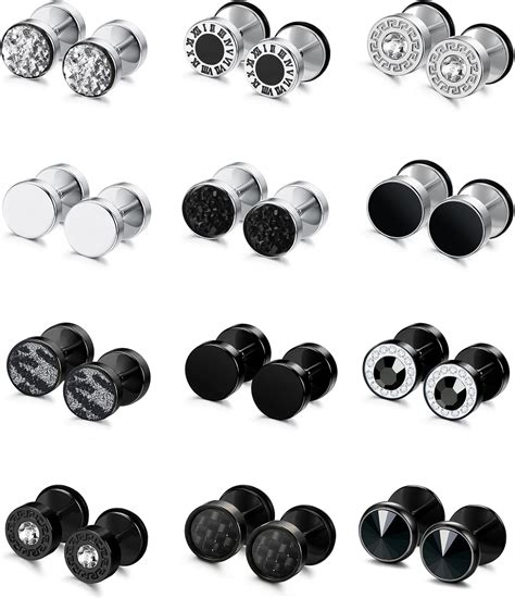 Finrezio 12 Pairs 18g Fake Gauge Earrings For Men Women