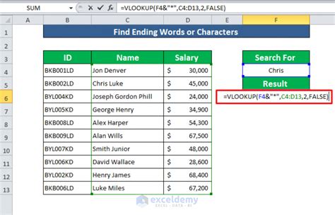 how to perform vlookup with wildcard in excel 2 methods