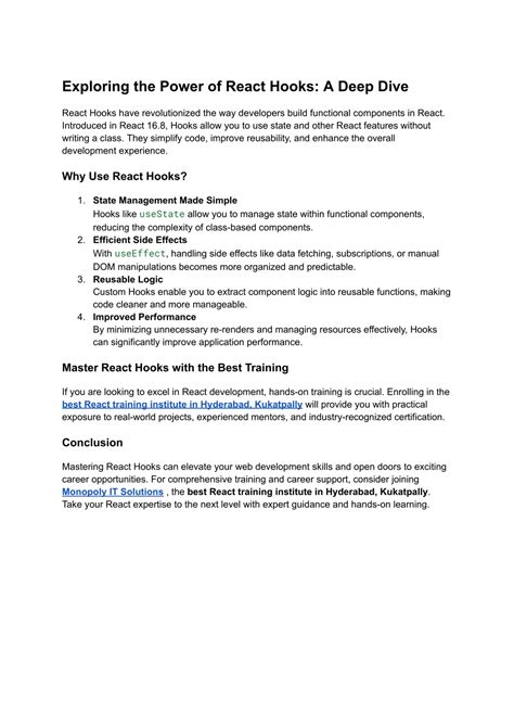 ppt exploring the power of react hooks a deep dive powerpoint
