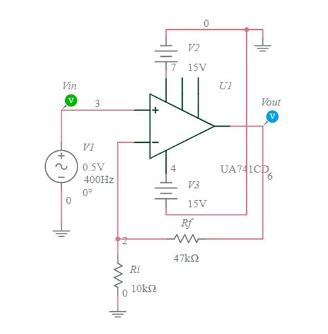 Non Inverting Amplifier Multisim Live
