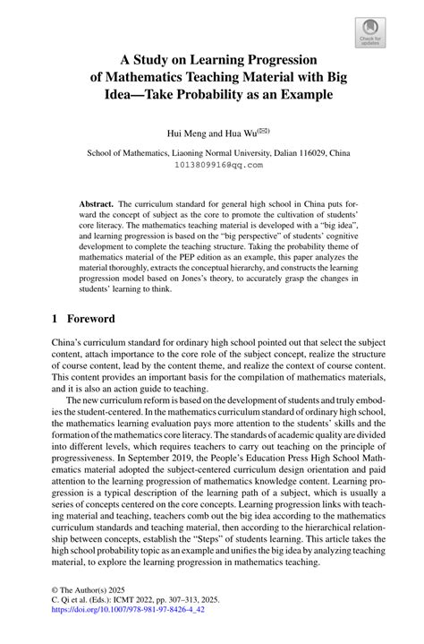 Pdf A Study On Learning Progression Of Mathematics Teaching Material