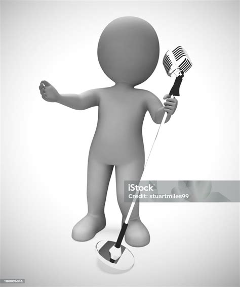 가수가 콘서트에서 마이크를 들고 노래를 부른다 3d 일러스트 Performing Arts Event에 대한 스톡 사진 및 기타 이미지 Performing Arts