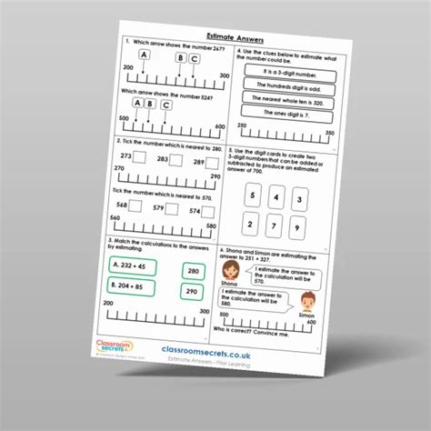 Year 4 Estimate Answers Prior Learning Resource Classroom Secrets