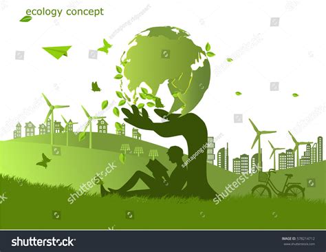 Environmentally Friendly World Vector Illustration Ecology Stock Vector