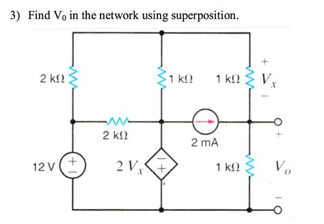 solved find v 0 in the network using superposition