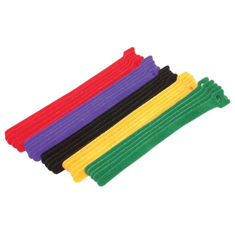 Hook Loop Cable Tie Assortment 15 Pcs 3 Each Color